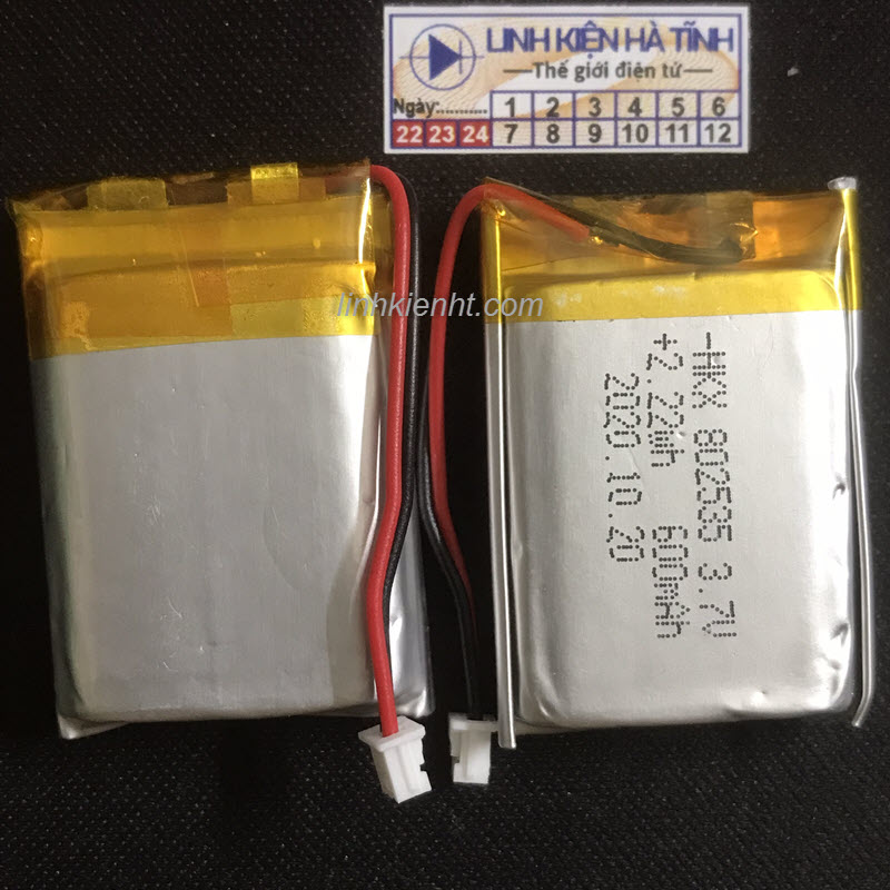 Pin lithium 3.7V 600mAh pin sạc 3v7 mini pin dẹt 3v7 600mah kích thước ...