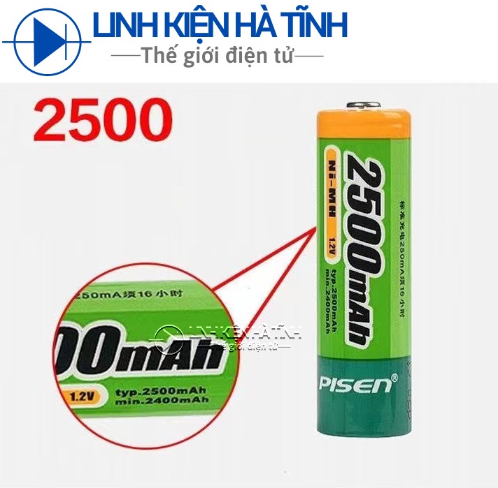 Pin Sạc micro KTV PISEN 1.2V dung lượng 2500mAh pin sạc AA 1.2V giá 1 viên
